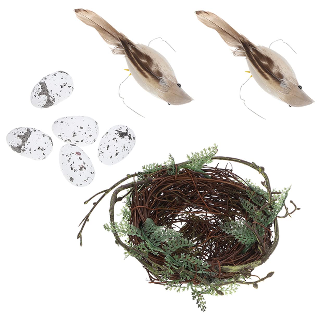 IMIKEYA 1 Set Bird nest Set Christmas Tree Decorations Christmas Tree Ornaments Christmas Decor Fake Birds Easter Eggs Nativity Decor Bird nest with Eggs Decor Bird Christmas Ornaments