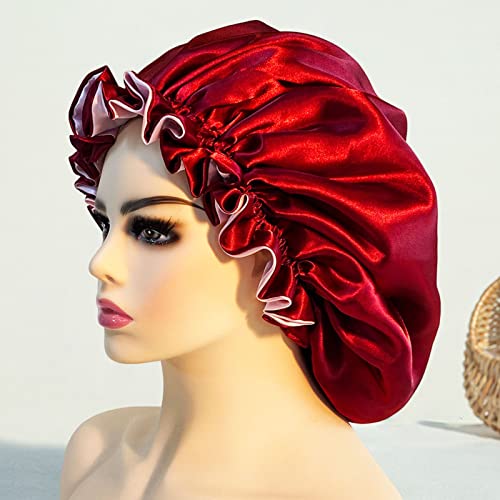 Phoenixb2c Hair Hat Hair Protection Chic Bathing Women Hair Bonnet Wine Red