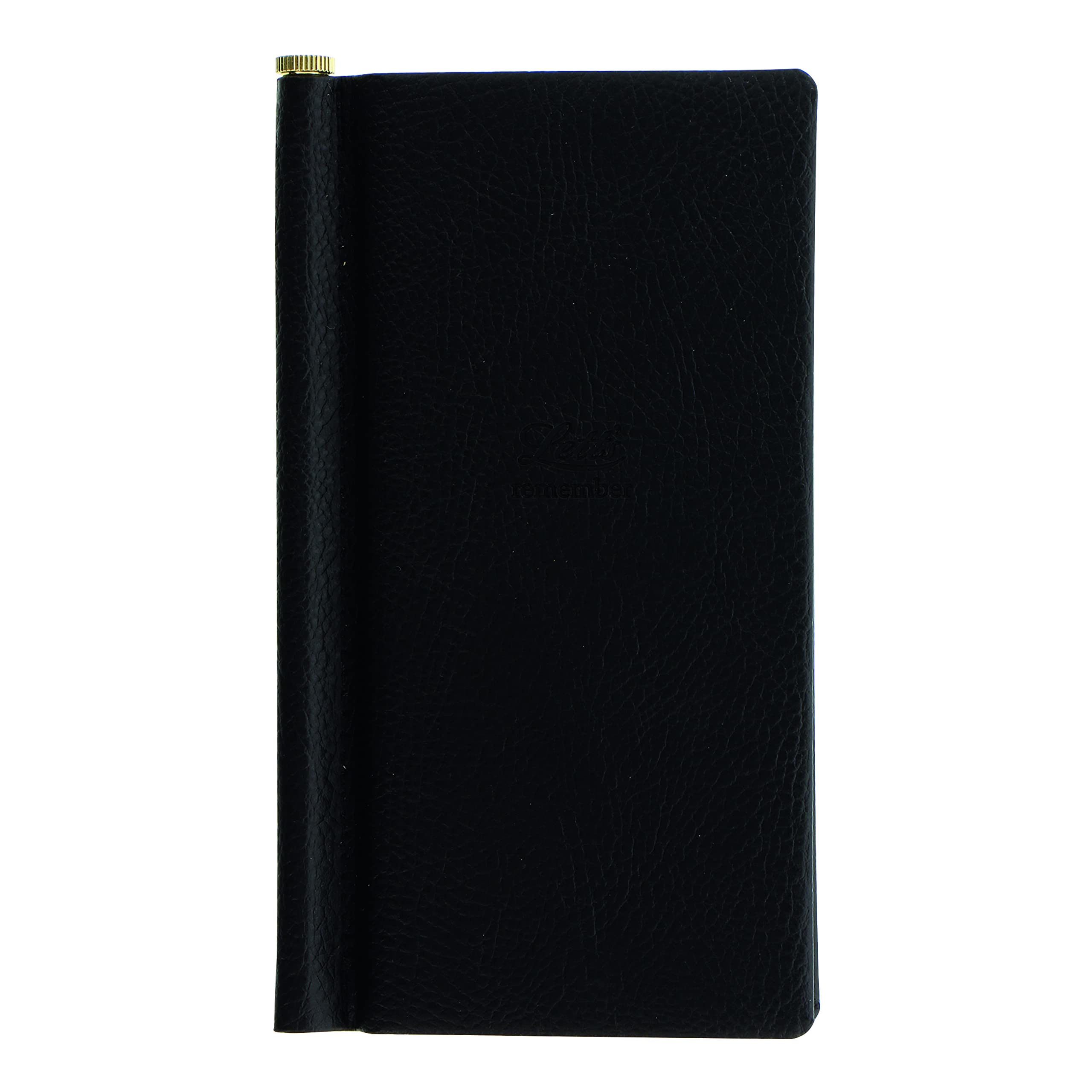 LETTS Note Origins Collection Slim Pocket Size Password Book with Gold Pen, Ruled, 160 Pages, Cream Paper, 5.75" x 2.75", Black (B090128)