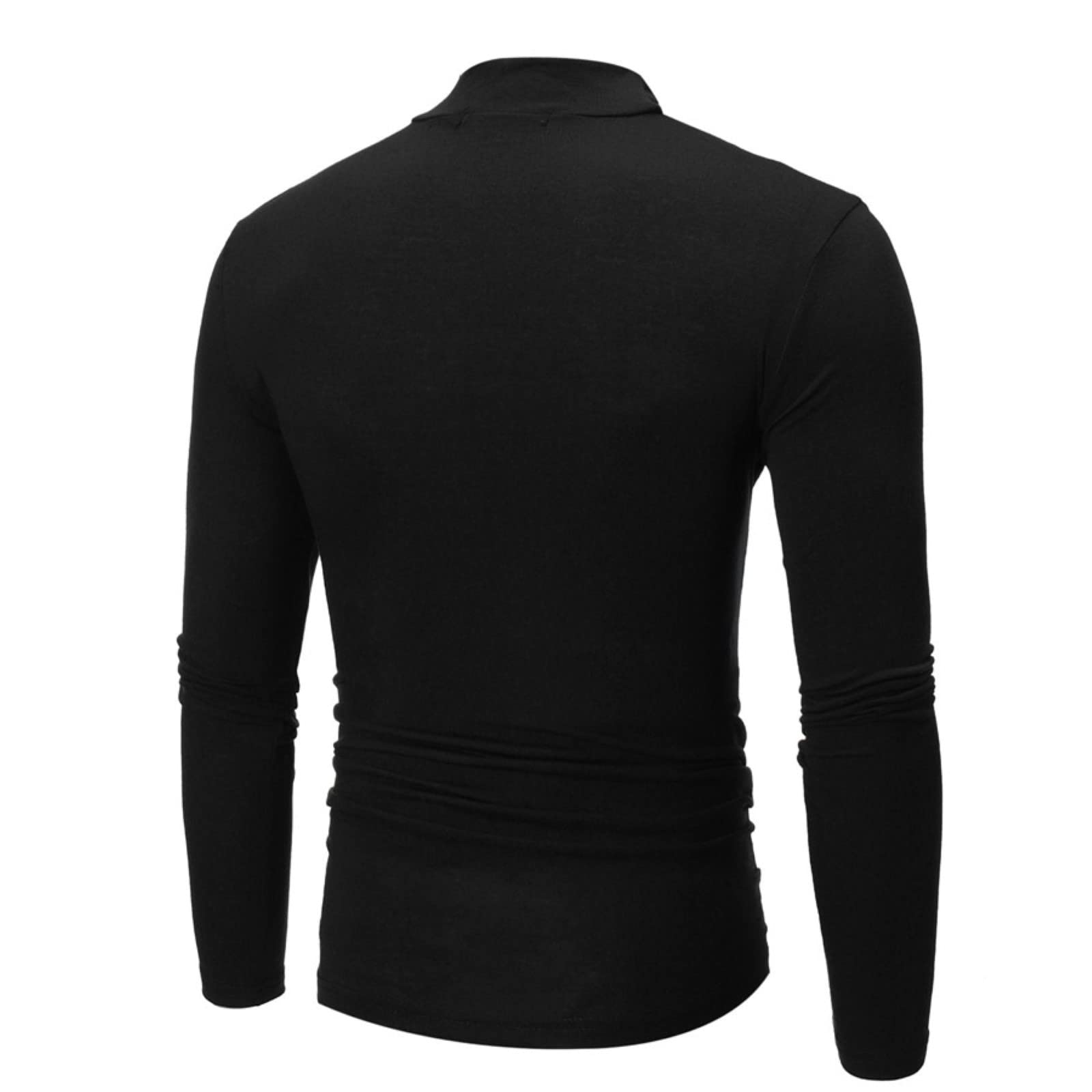 Male Winter Warm Low Collar Fashion Thermal Underwear Men Basic Plain T Shirt Blouse Pullover Mens Extra Large Shirts Black