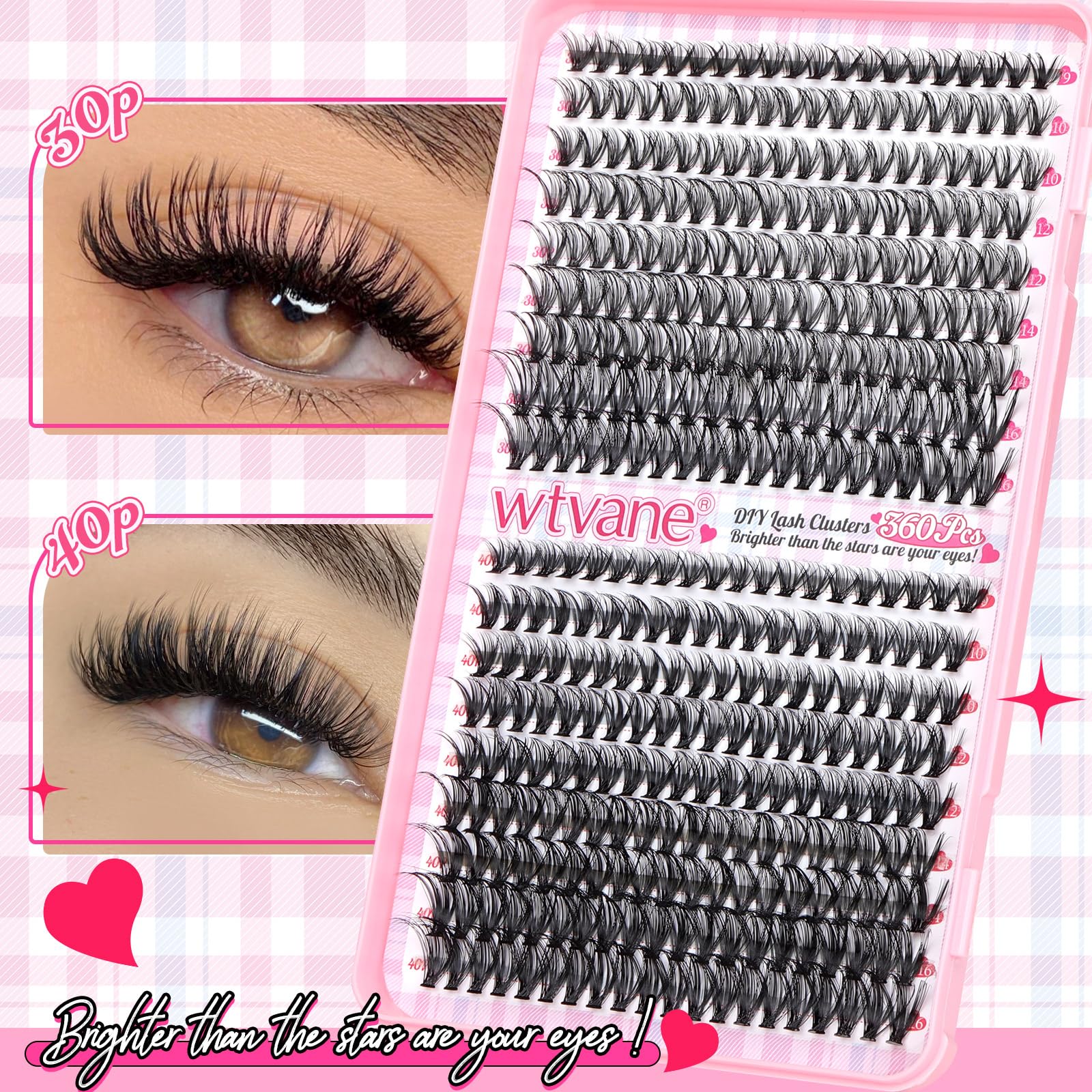 Lash Clusters Wispy Eyelash Extension D Curl Individual Lashes Clusters 10-16mm Natural Cluster Lashes DIY Lash Extension at Home 72Pcs by wtvane
