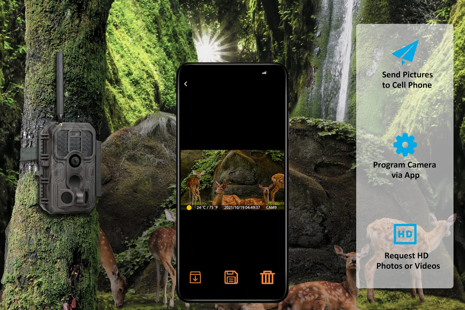 Meidase Cellular Trail Camera S950, Game Camera with 4G LTE, Clear 100ft No Glow Night Vision, Sends Picture to Cell Phone App
