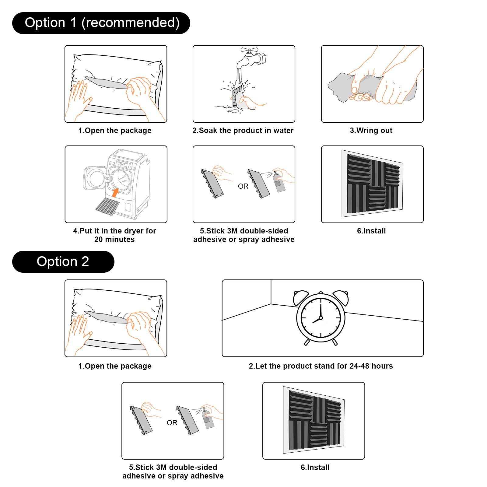 JBER Acoustic Sound Foam Panels, 6 Pack 2" X 12" X 12" Charcoal Soundproofing Treatment Studio Wall Padding Sound Absorbing Fireproof Pyramid Black Wall Panel…