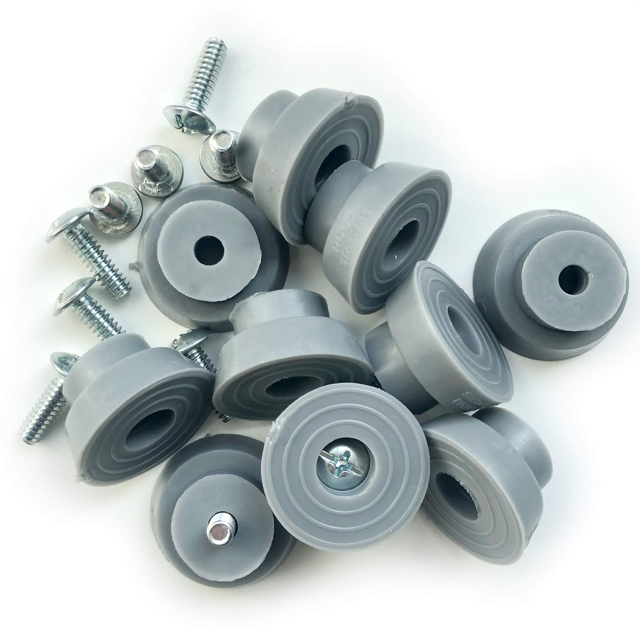 Kick Down Door Stop Ultra Grip Rubber Replacement Tip 10 Pack with Screw by ROOM STARTERS Style 1 (Gray, 10 Pack)