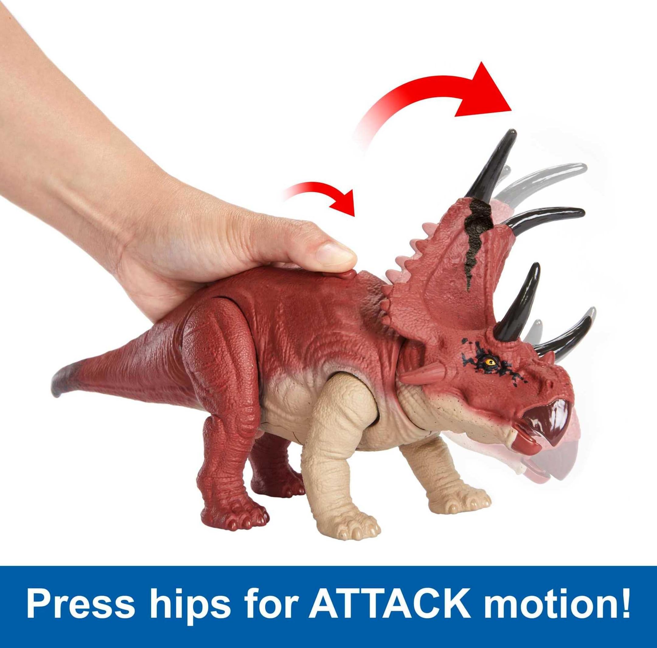 Mattel Jurassic World Dominion Wild Roar Diabloceratops Dinosaur Action Figure Toy with Sound & Attack Action, Plus Downloadable App & AR
