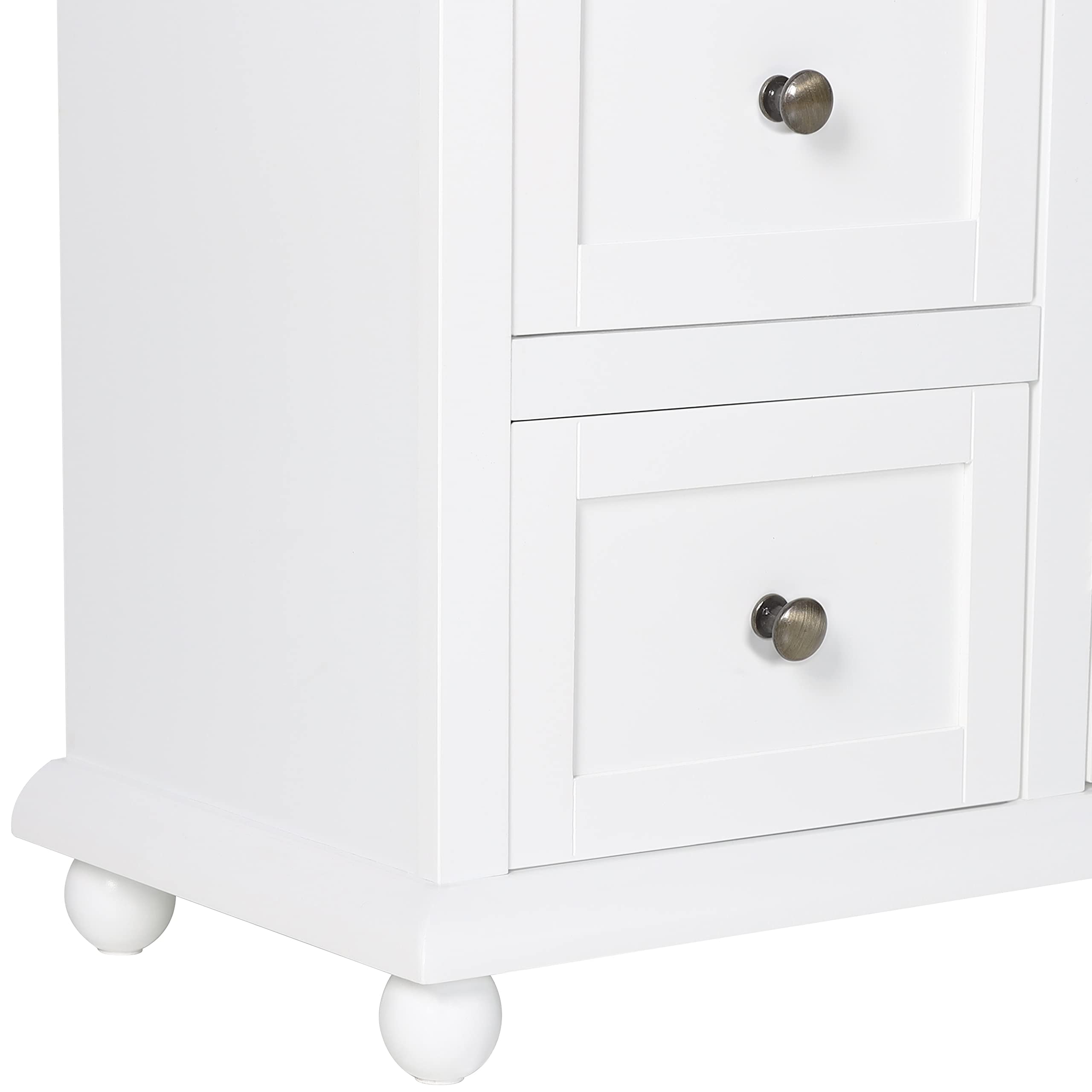 MUPATER Kitchen Buffet Sideboard Storage Cabinet, Floor Cupboard Cabinet with 2 Glass Doors and 4 Drawers for Home Dining Room, Living Room and Entryway, Dark Grey
