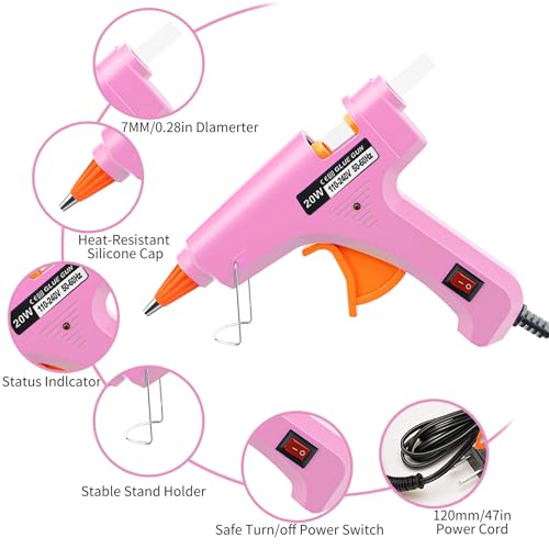 Hot Glue Gun Kit Mini: Mini Hot Glue Guns Kit with 20 Sticks Melt Glue Gun Craft for Kids School DIY Arts Home Quick Repairs