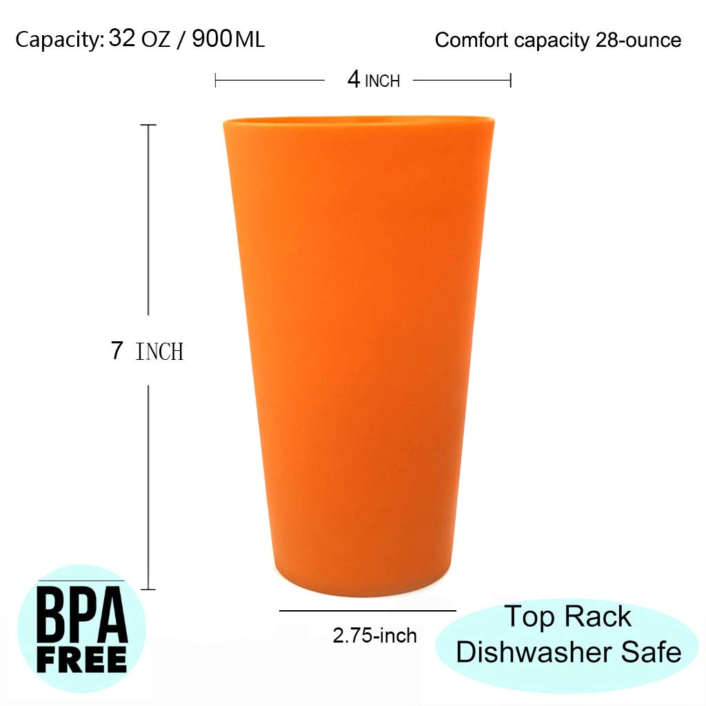 KX-WARE 32-ounce Plastic Tumblers Large Drinking Glasses, Set of 12 Multicolor - Unbreakable, Dishwasher Safe, BPA Free