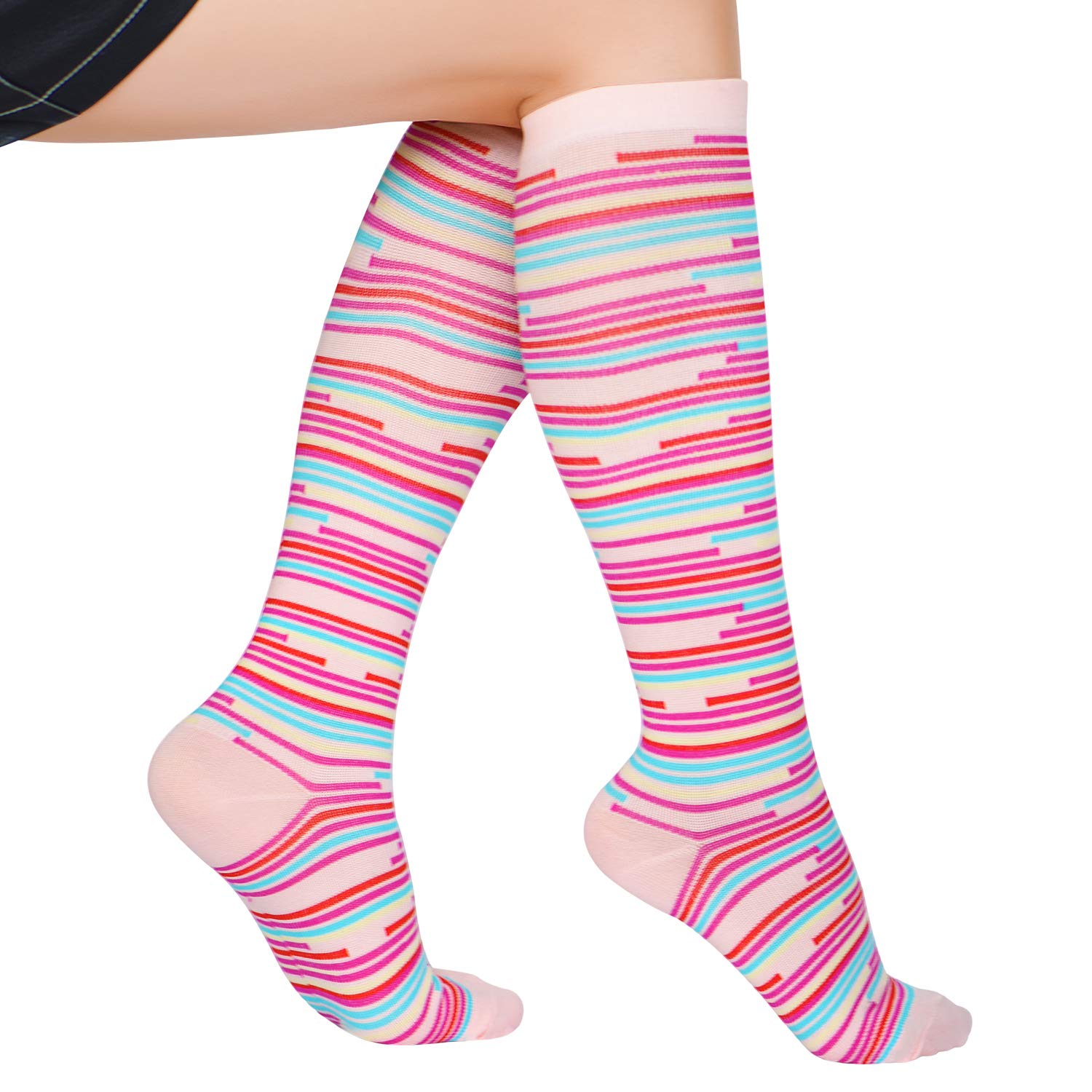 Lavencious Compression Socks 6 Pairs 8-15mmHg for Women Shoe Size 6-10, Sock Size 9-11, 6 Pairs