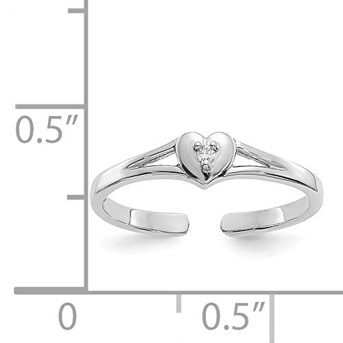 Jewelry Stores Network 14k White Gold Diamond Heart Split Shank Toe Ring (0.01 cttw, I1 Clarity, H-I Color)