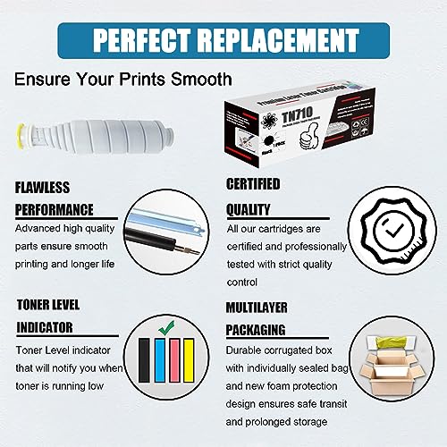 JENKEM High Yield Replacement Compatible for Konica Minolta TN710 Toner Cartridge Work for Konica Minolta Bizhub 600 601 750 751 Printers