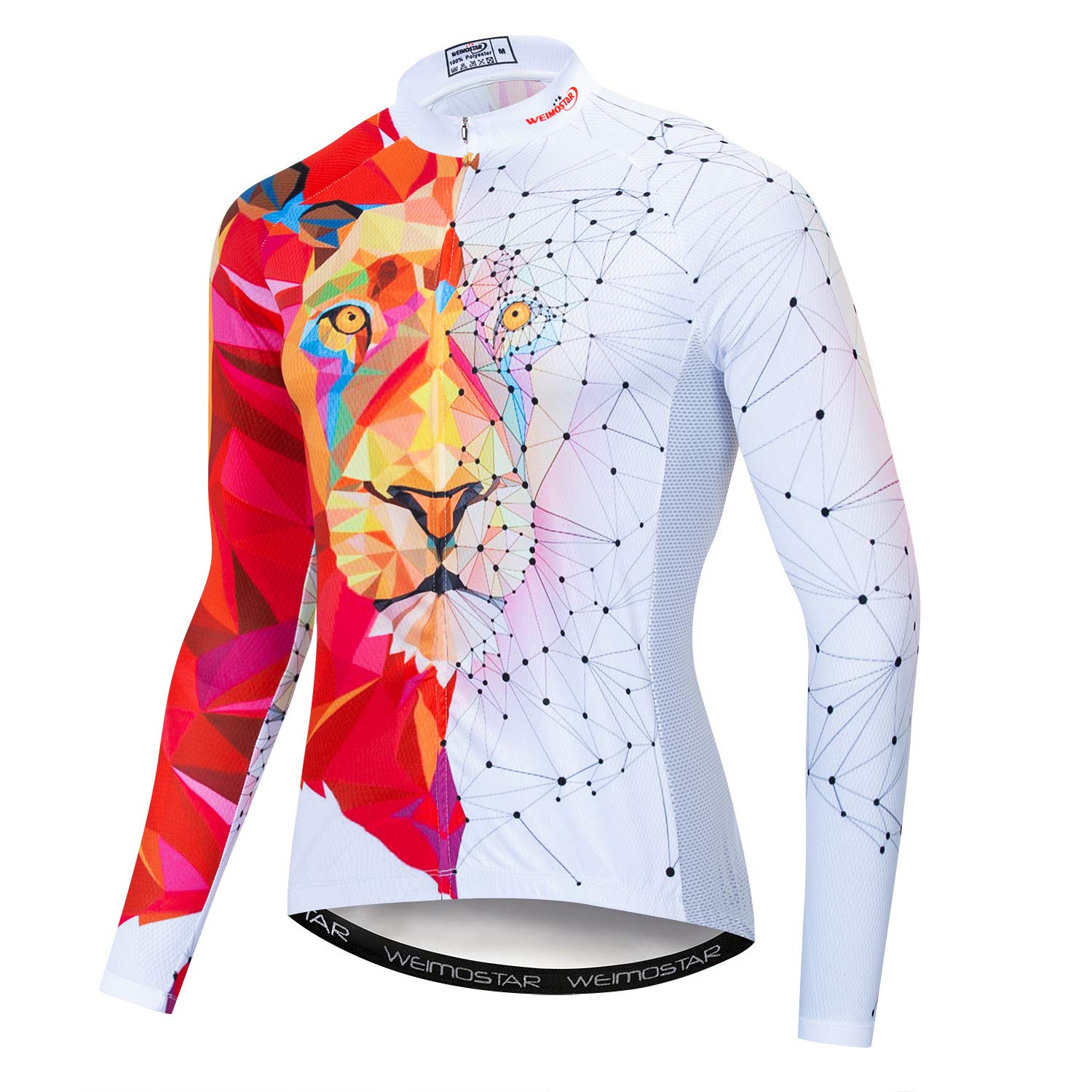 JPOJPO Men's Cycling Jersey Long Sleeve USA Animal Lion Bike Clothing Autumn Winter Reflective S-3XL