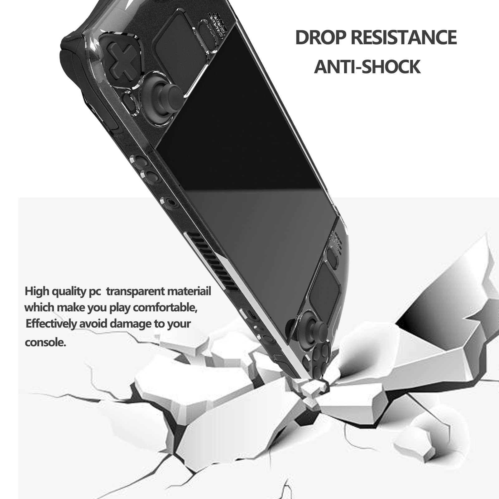 LIBIFUN Clear Case for Steam Deck PC Cover Anti-Slip PC Shockproof Protective Cover Game Console Case Compatible with Steam Deck
