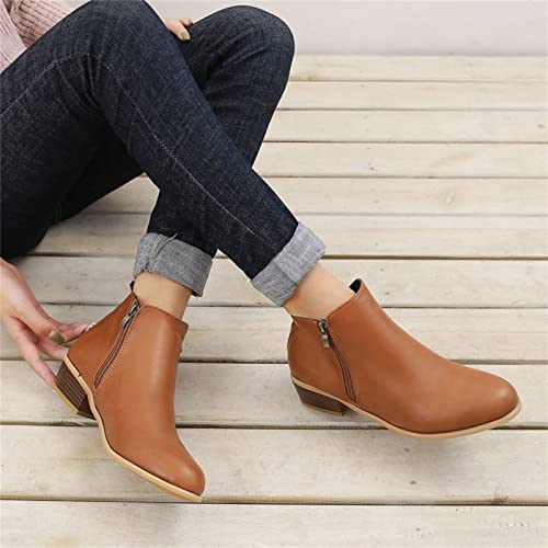 Lovely Nursling Womens Fashion Boots Low Heel Womens Ankle Booties Sexy Boots Side Zip Leopard Anti-Slip Womens Short Platform Booties