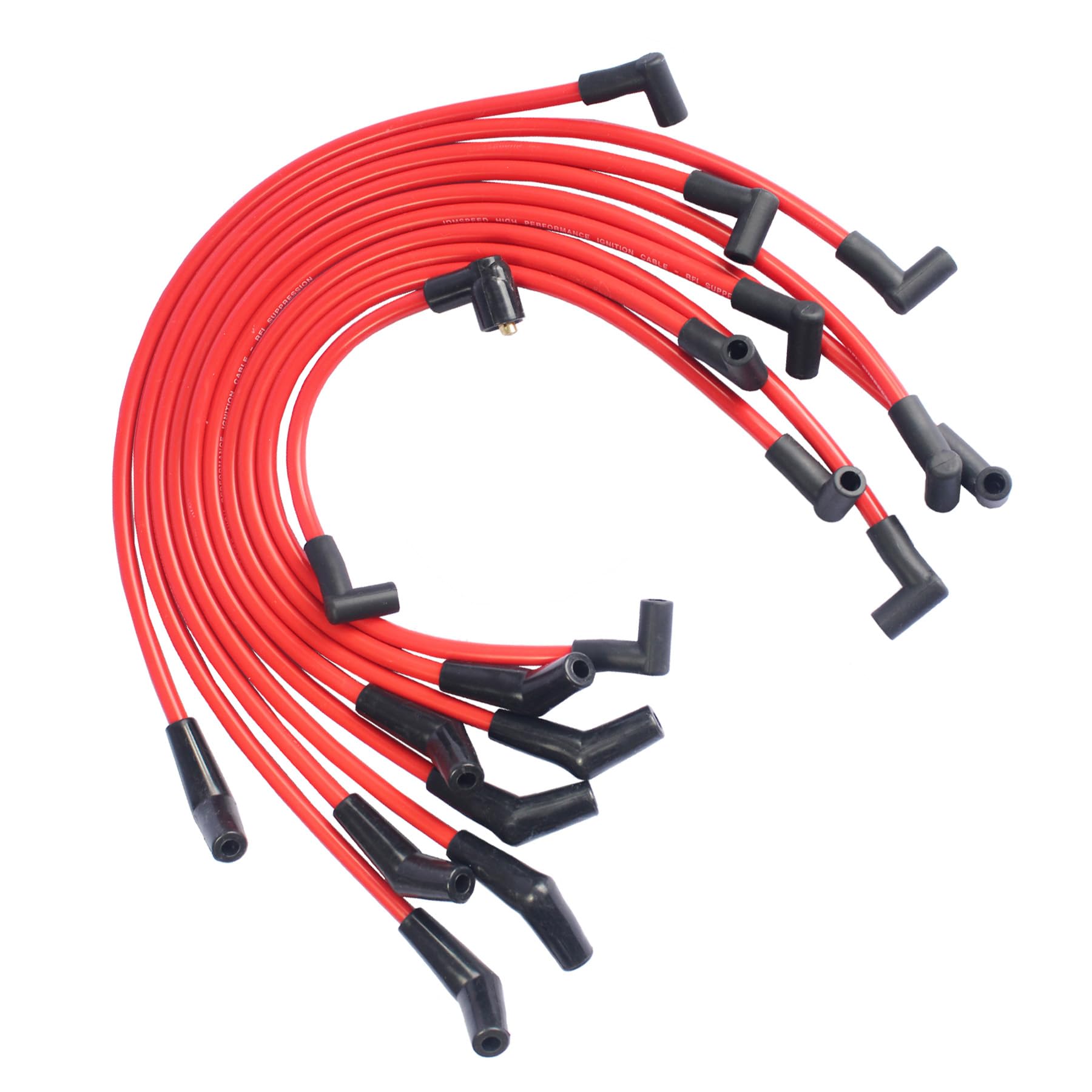 JDMSPEED New Red 10.5mm Racing Spark Plug Wires Set Replacement for Ford 5.0L 5.8L, SB SBF 302