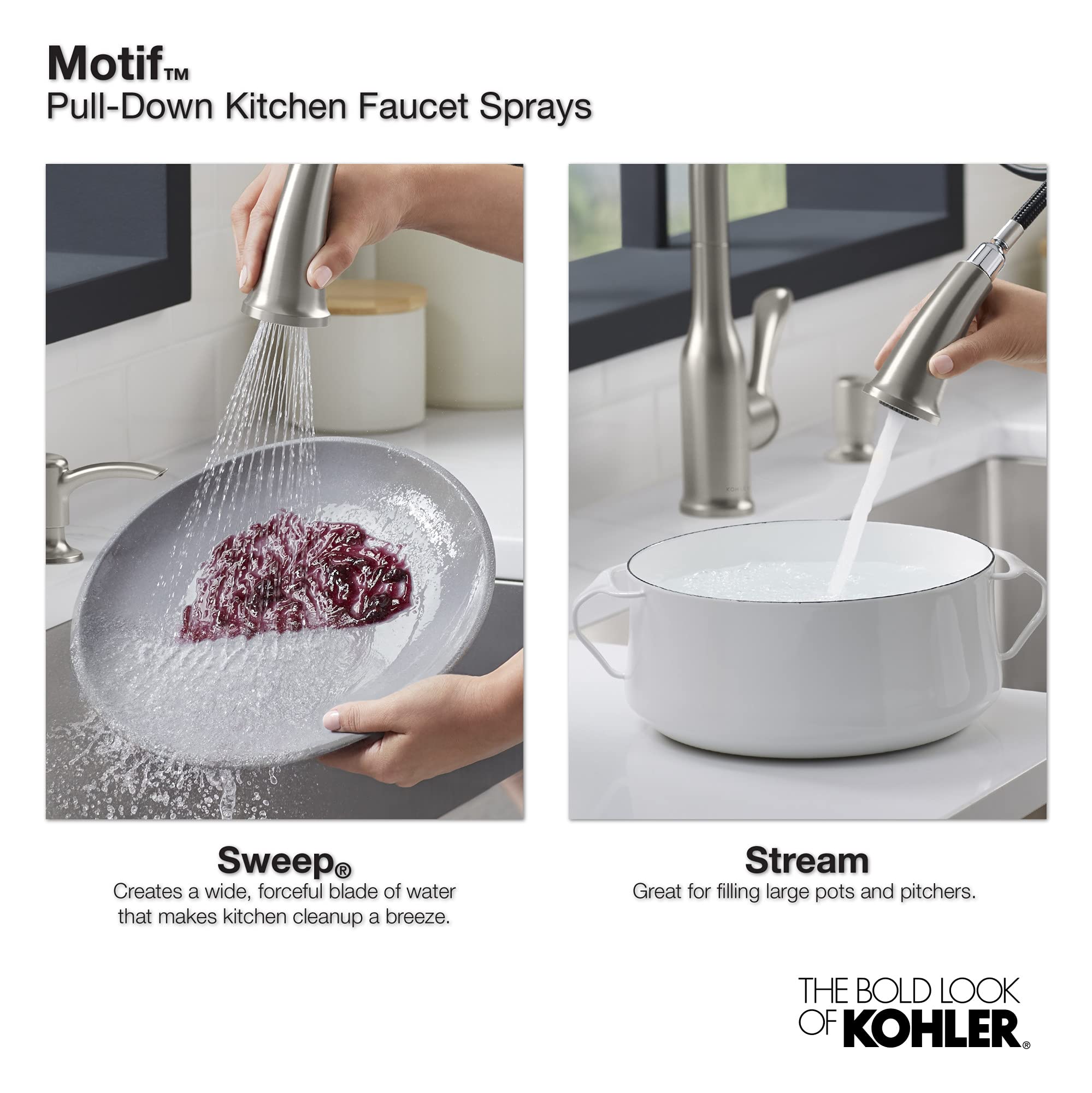 KOHLER REC23863-SD-2MB Motif Kitchen Faucet with Pull Down Sprayer and Soap Dispenser, Kitchen Sink Faucet in Vibrant Brushed Moderne Brass