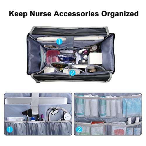 Kitguard Initial Nurse Tote Bags for Work with Bottom Support Pad,Monogrammed Personalized Nurse Accessories Bag with 15.24" Laptop Layer,Nurse Gifts for Women