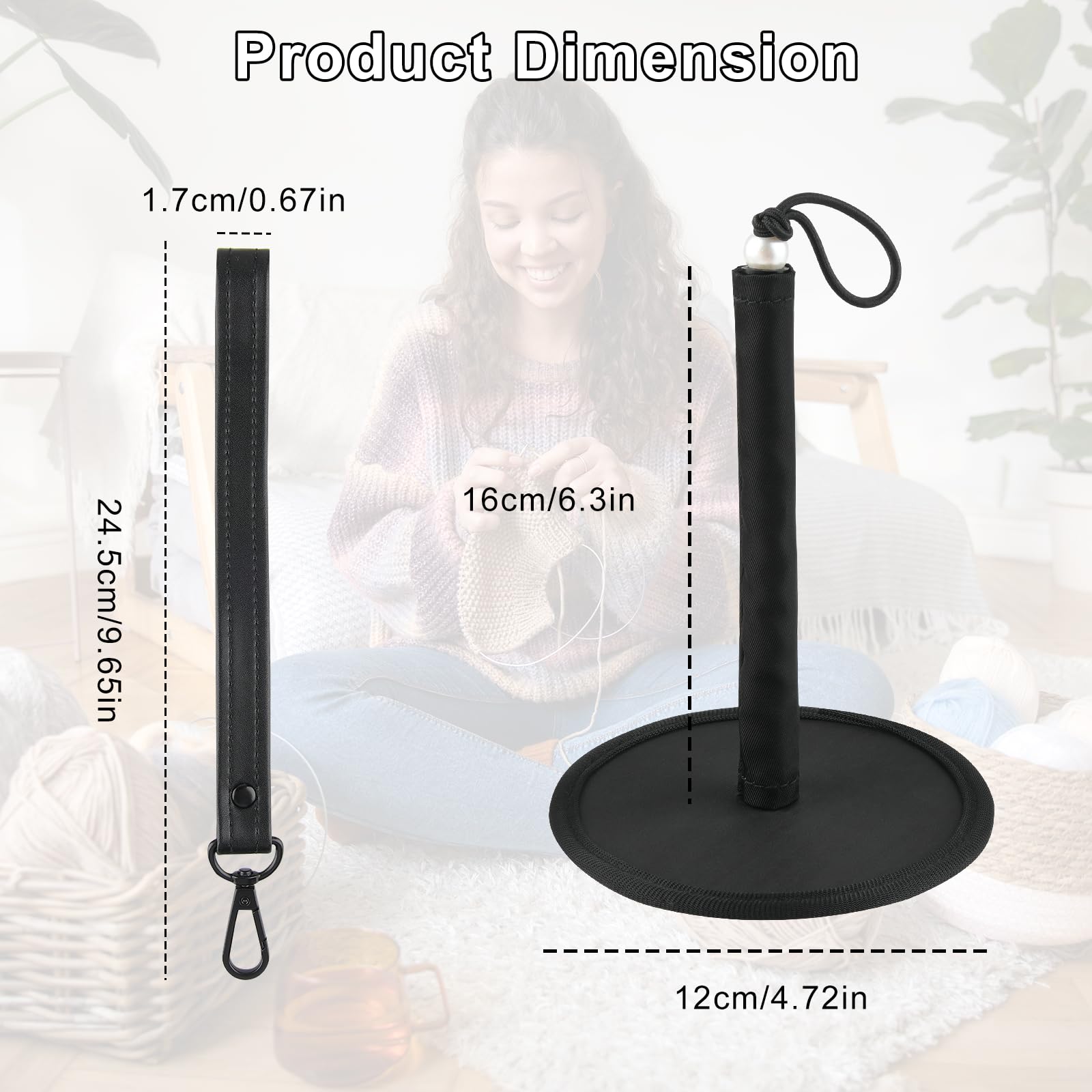 Wrist Yarn Holder, Portable Wrist Yarn Ball Minder Stand with Wrist Strap, Hanging Yarn Spinner for Big or Small Yarn Balls, Twizzling Yarn Organizer Storage for Knitting Crocheting Craft Lover