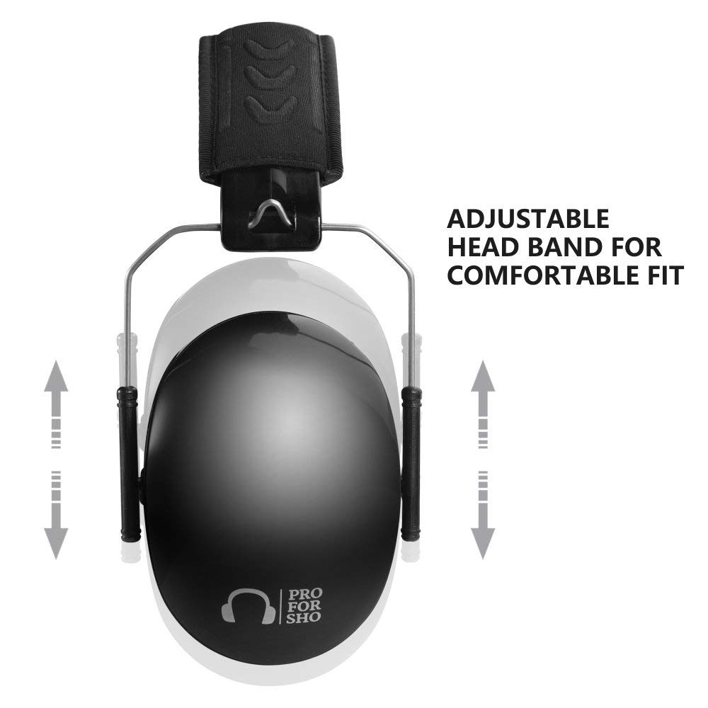 Pro For Sho All Terrain Safety Ear Protection - LARGER Size Foldable Ear Muffs Much Lighter Weight & Maximum Hearing Protection, Black