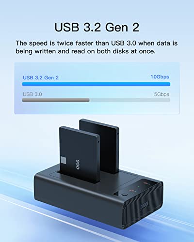 Inateck USB 3.2 Gen 2 Hard Drive Docking Station, ONLY for 2.5" SATA SSD/HDD, with Software Clone Function