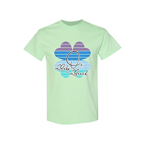 iPrint.on"Baby On Board" T-shirt - baby boy, motherhood, maternity, pregnancy, regular tshirt printed (M, Mint Green)
