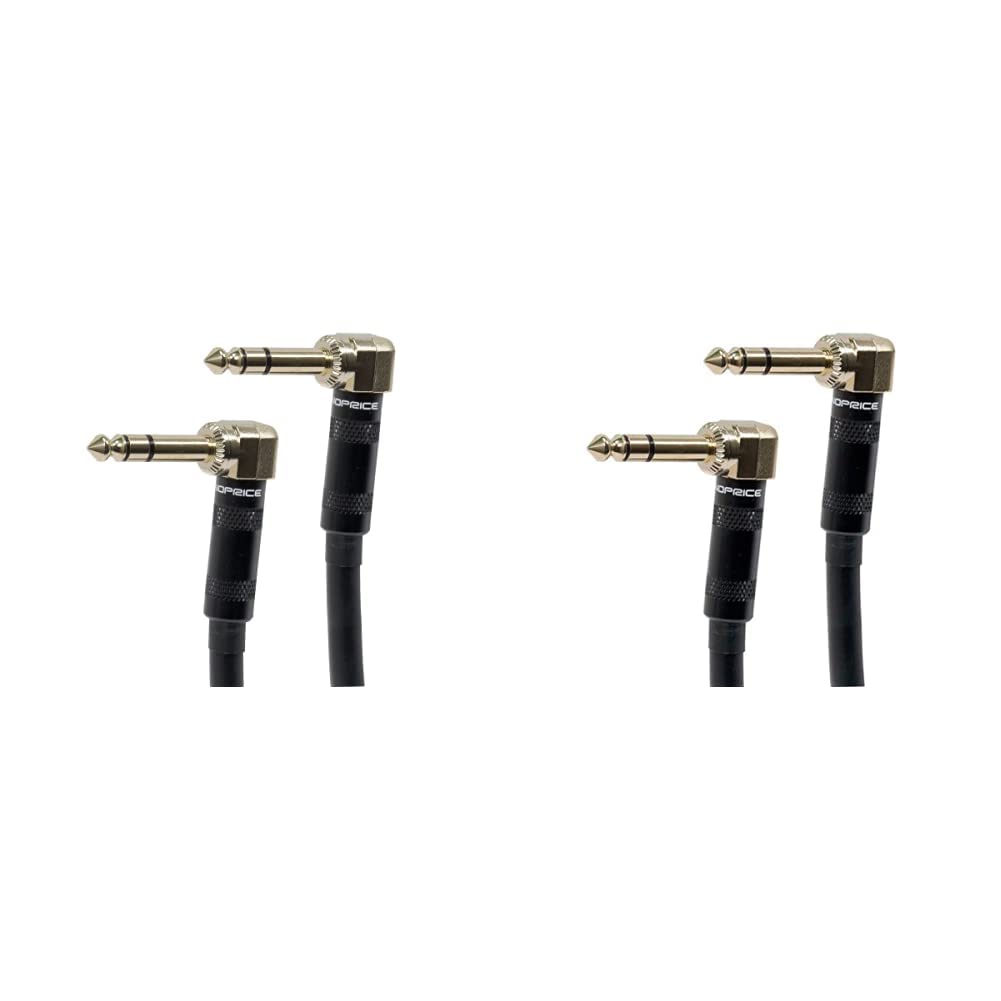 Monoprice Premier Series 1/4 Inch (TRS) Guitar Pedal Patch Cable Cord - 8 Inch - Black & 109439 Premier Series 1/4 Inch (TRS) 16AWG Cable Cord - 1.5 Feet- Black (Gold Plated)