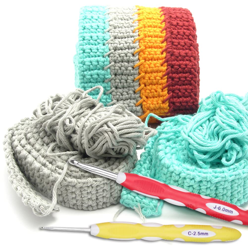 Katech 9 pcs Different Sizes Crochet Hooks (2.0mm - 6.0mm) Ergonomic Non-Slip Handle Crochet Needles Set Kit DIY Craft Yarn Weaving Tool for Beginners and Crochet Lovers to Make Bag, Socks and Hats