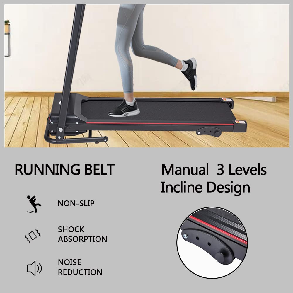 MAVPAWIY Folding Home Treadmill, 2.5HP Portable Bluetooth Treadmill, Three-Position Incline Adjustment for Exercise Home Gym Fitness Walking Jogging