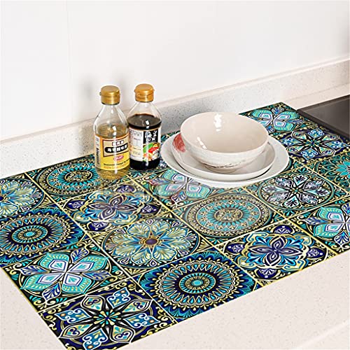 IULJH 10pcs/Set Pattern Tiles Sticker Kitchen Oil-Proof Bathroom Waterproof Art Mural Surface Crystal Film PVC Wallpaper (Color : D, Size : 15cm*15cm*10pcs)