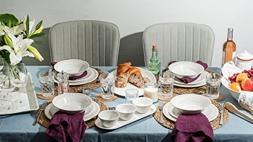 Zak Designs French Country House Melamine Plastic Oval Serving Platter (16 inches, Oyster), Condiment Bowl-Tray 4pc, durable and BPA Free
