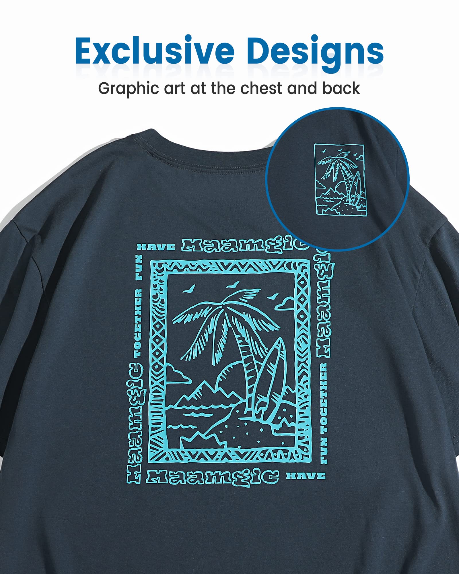 maamgic Mens Graphic T-Shirts Soft Cooling Touch Tees with Pocket
