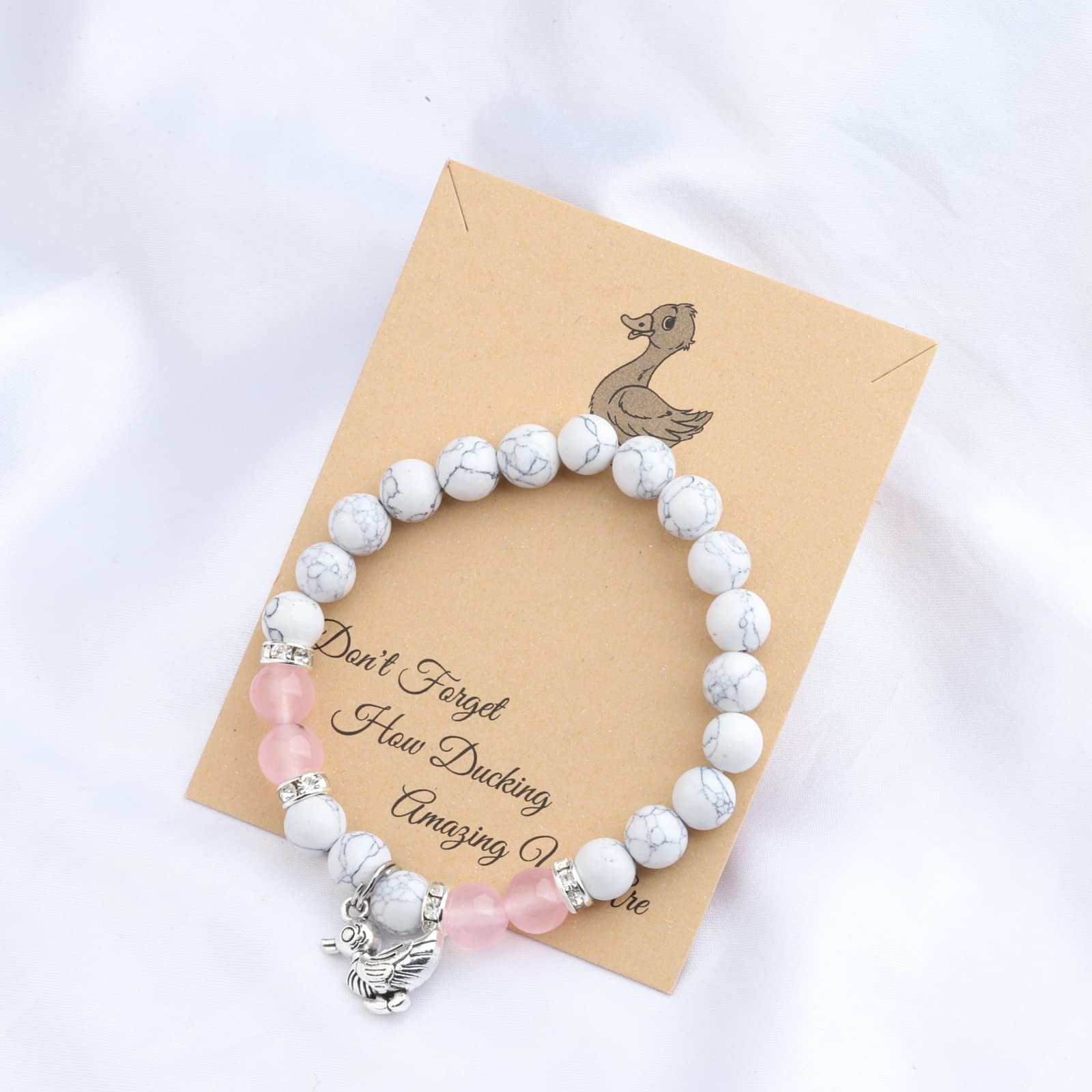 MAOFAED Duck Gift Duck Gemstone Beaded Healing Bracelet Don’t Forget How Ducking Amazing You Are (ducking amazing bead)
