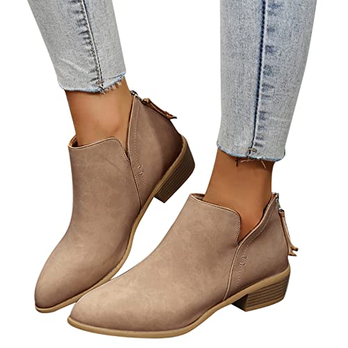 Lovely Nursling Womens Fashion Boots Low Heel Womens Ankle Booties Boots Square Toe Anti-Slip Womens Combat Boots Short Platform Booties