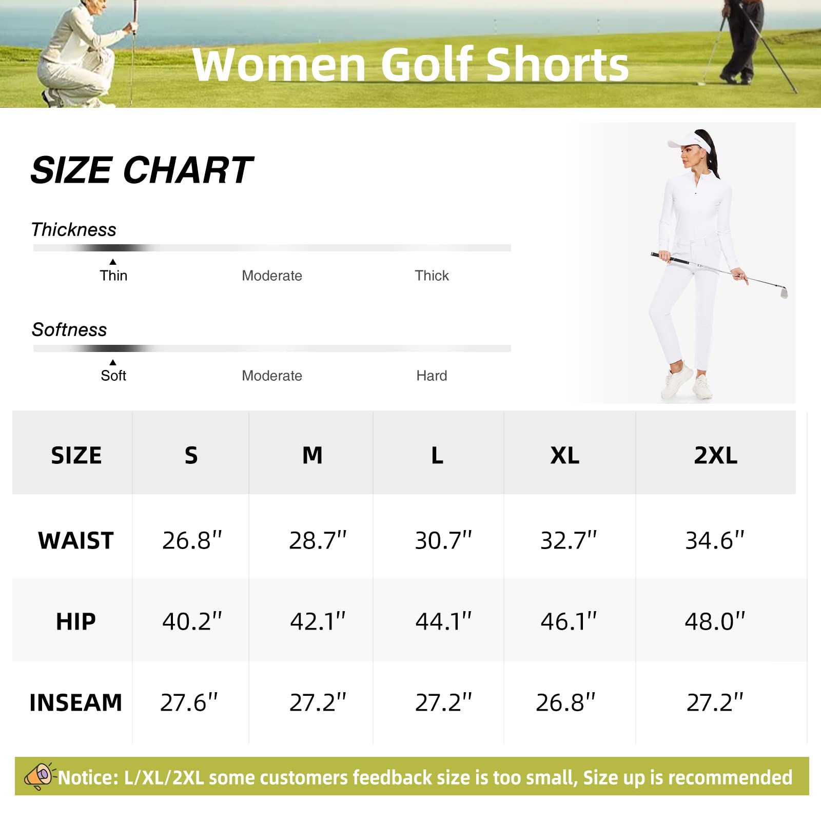 M MOTEEPI Golf Pants Womens Lightweight Work Pants for Women with Pockets Skinny Hiking Golf Clothes White L