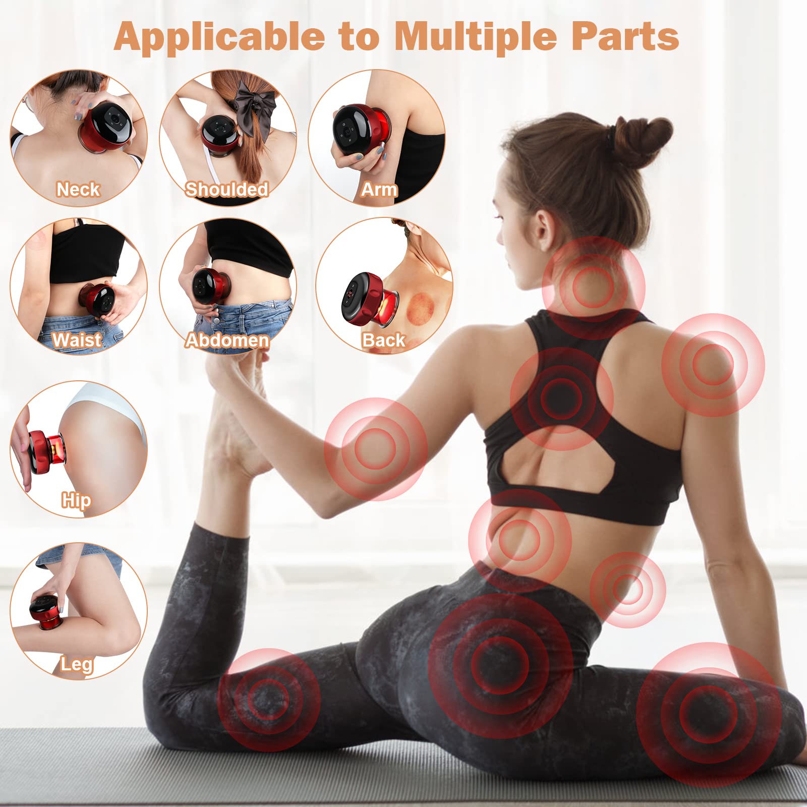 MOCHI MCFD Electric Cupping Therapy Set, Smart Dynamic Cupping Machine Cupping Device Cellulite 3 in 1 Vacuum Therapy Machine Scrapping Cupping Tool, 12 Levels Temperature & Suction
