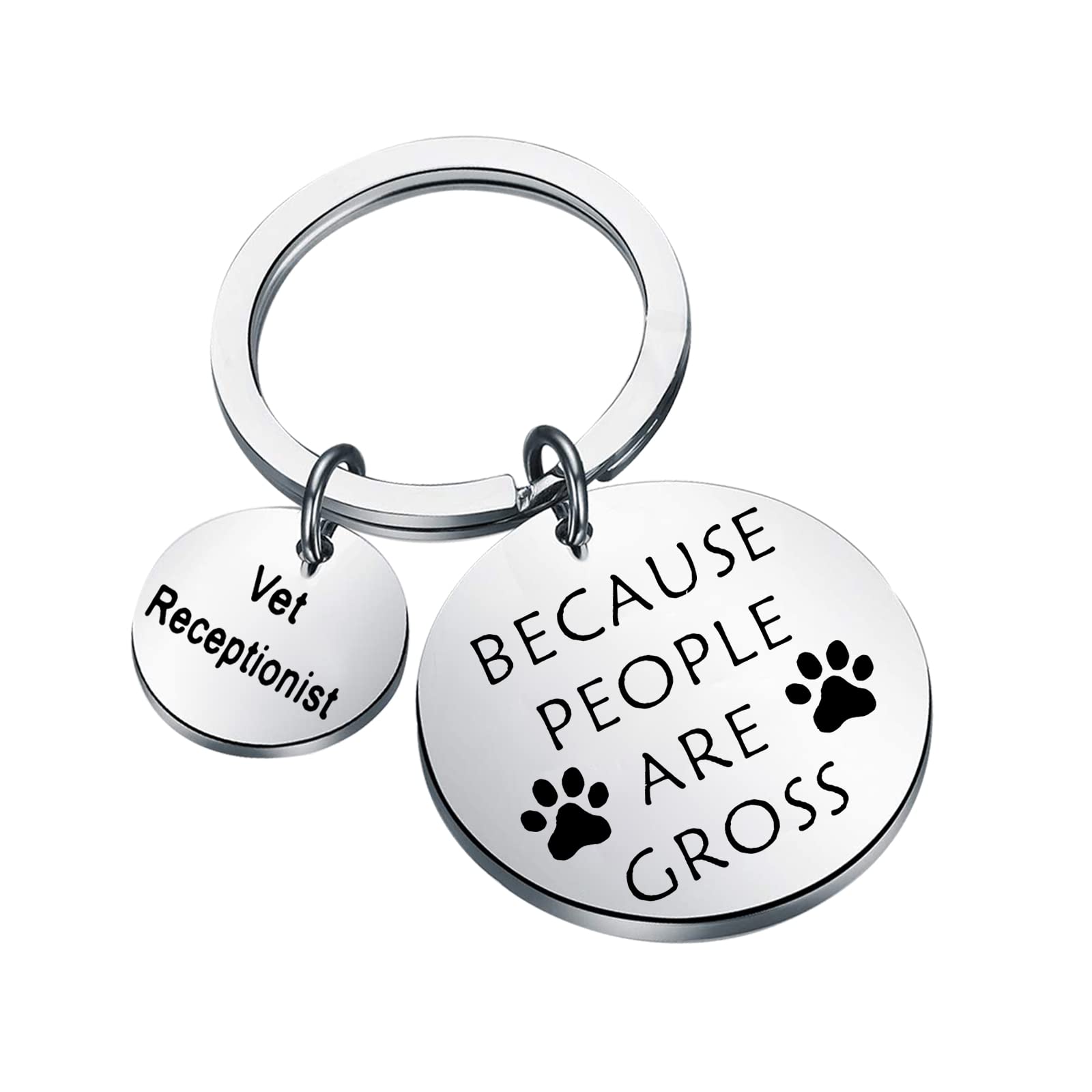 Lywjyb Birdgot Vet Receptionist Keychain Because People Are Gross Keychain Veterinary Technician Gift (Vet Receptionist ky)