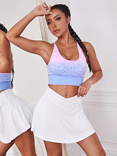 Milumia Women's Pleated Tennis Skirt High Waisted Crossover Workout Athletic Golf Skorts with Pocket White X-Large