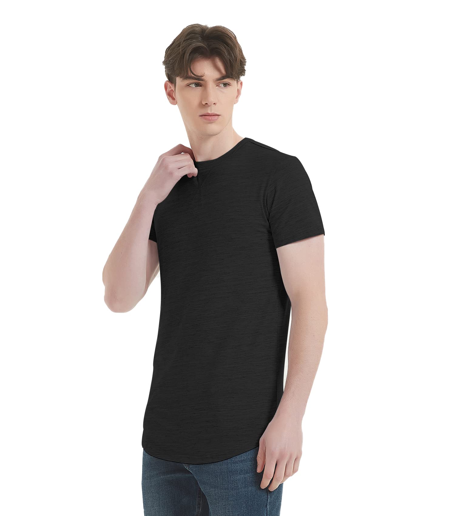 LETAOTAO Tall Mens Workout Shirts Hipster Slim Fit T-Shirts Longline Drop Cut Gym Muscle Tee