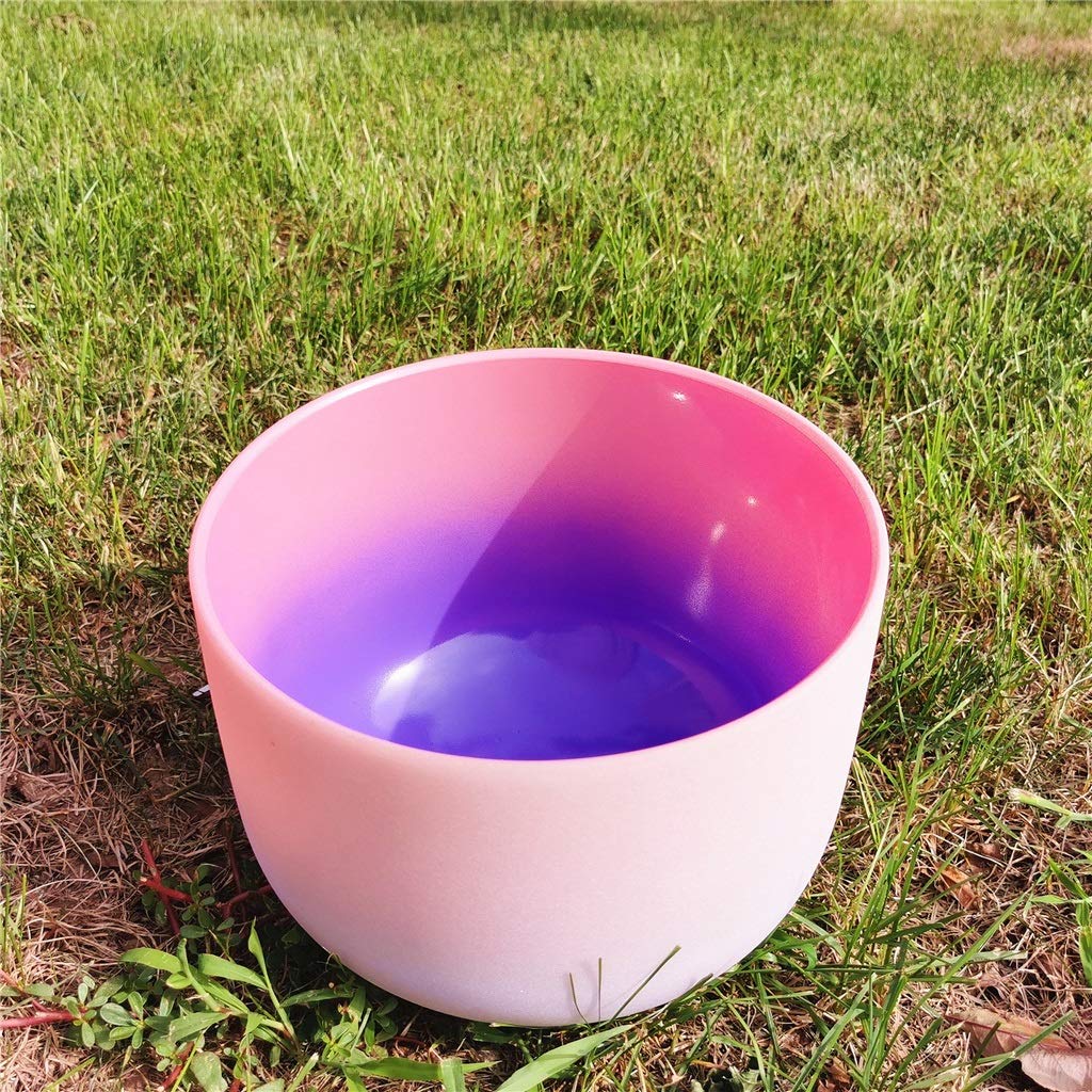N/A Rainbow Color Chakra Quartz Frosted Crystal Singing Bowl 8 inch for Sound Healing (Color : A)