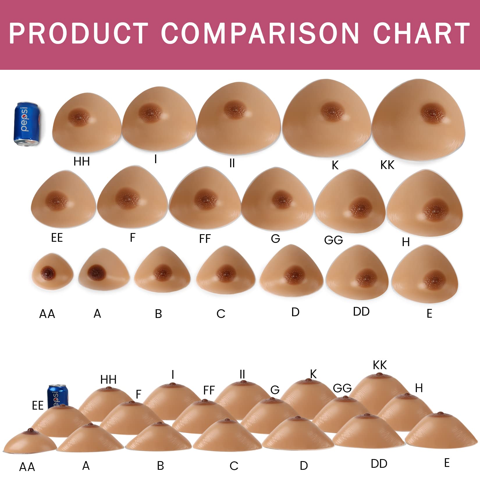 IVITA One Pair AA Cup Concave Design Triangle Silicone Breast Forms for Mastectomy Prosthesis Crossdressers Bra Enhancer Inserts