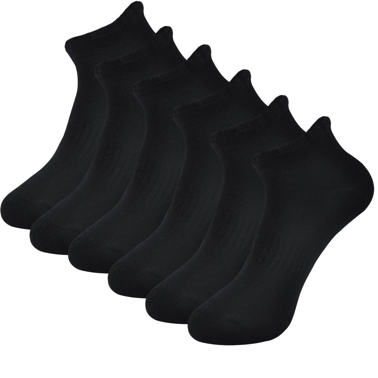 Marchare Boys White Crew Socks Kids Athletic Socks With Cushioned Thick Cotton Socks Black 6 Pack 5-7 Years