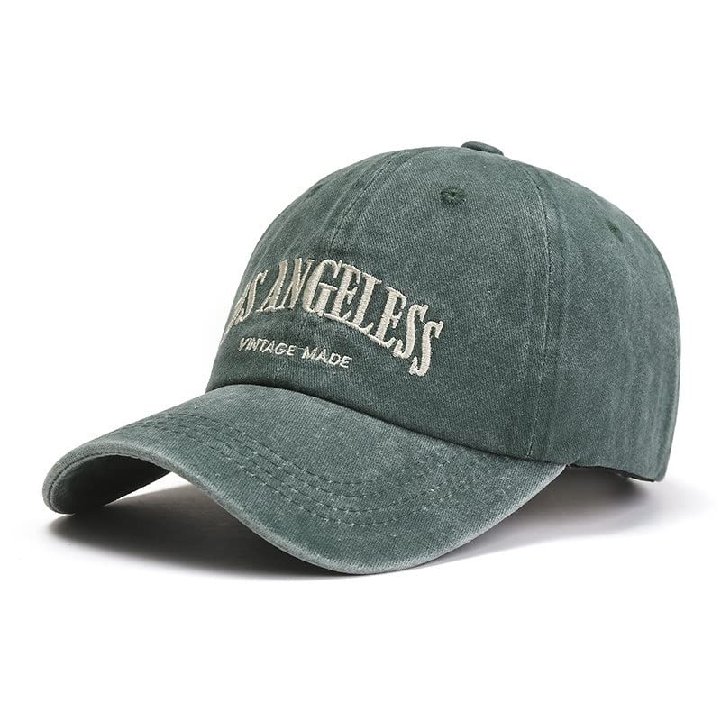 Original Classic Los Angeles Baseball Cap Vintage Washed Adjustable Dad Hat Low Profile Team Baseball Hat for Women Men Green