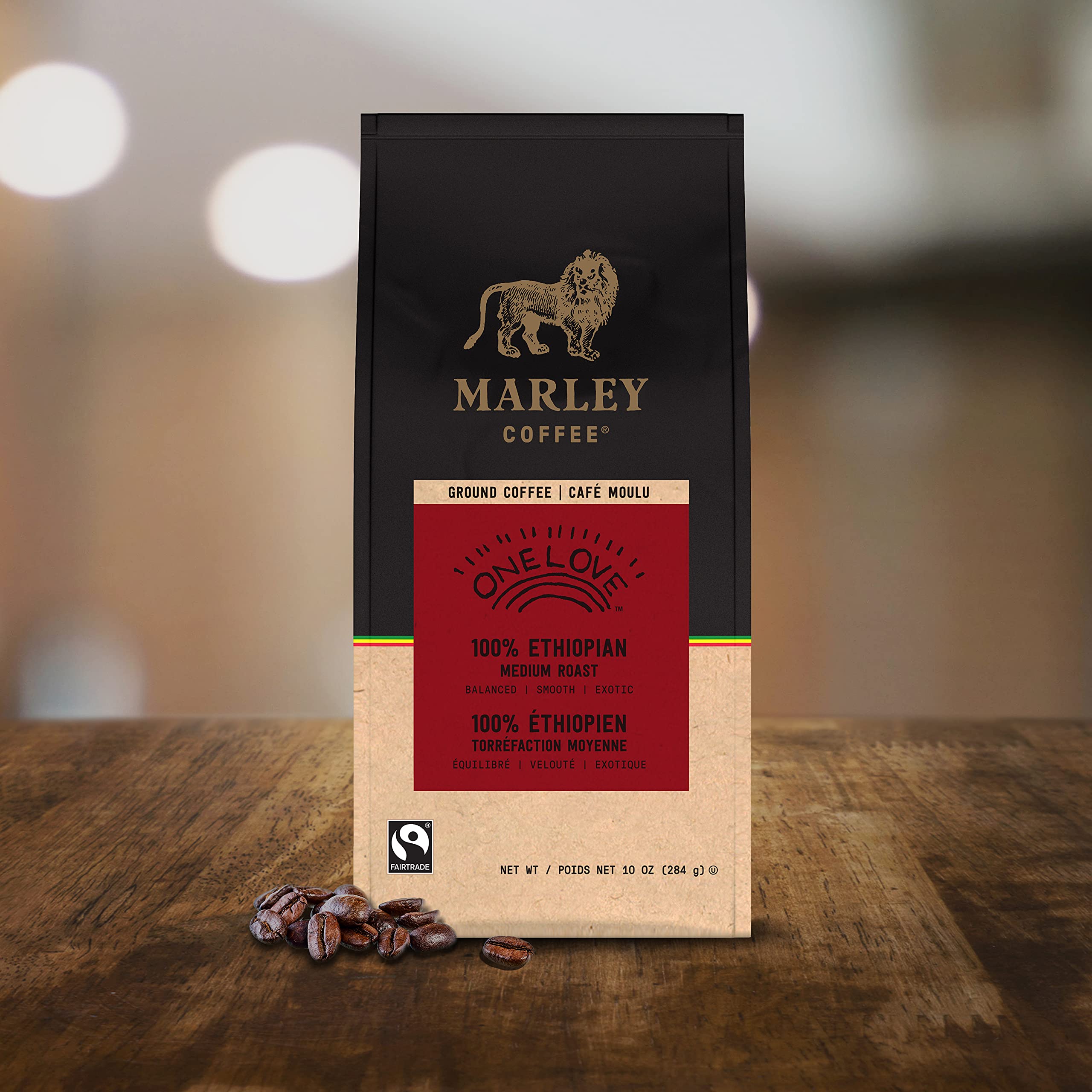 Marley Coffee One Love, 100% Ethiopian, Medium Roast, Ground Coffee, 10 Ounce (Pack of 3)