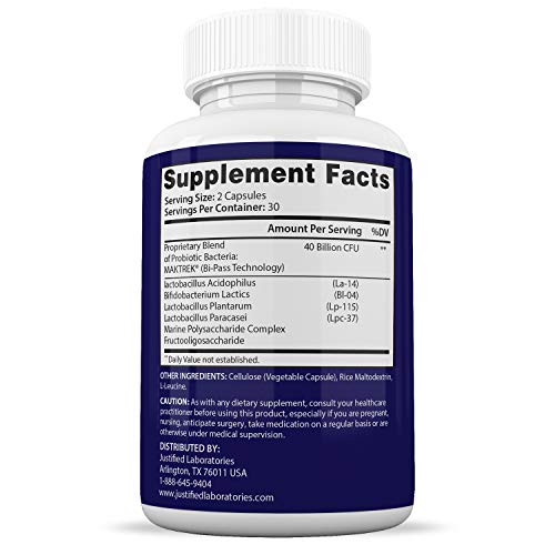 Justified Laboratories (2 Pack) Clear Nails Plus Max Pills 40 Billion CFU Probiotic 60 Capsules