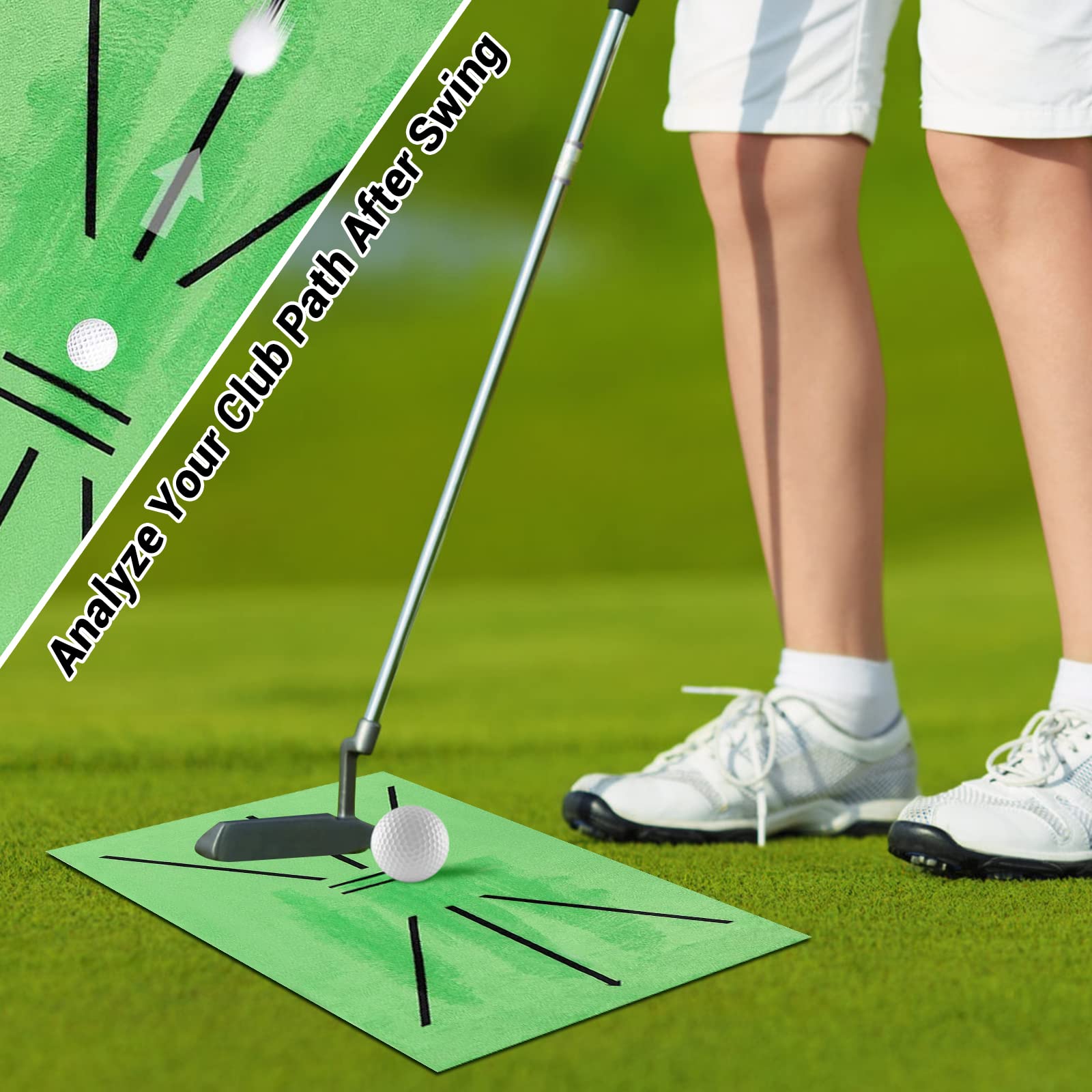JISON21 Golf Training Mat Swing Detection Batting, Golf Practice Training Aid, Portable Golf Impact Analysis Training Turf Mat for Home Office Outdoor Use,Christmas Golf Gifts for Men
