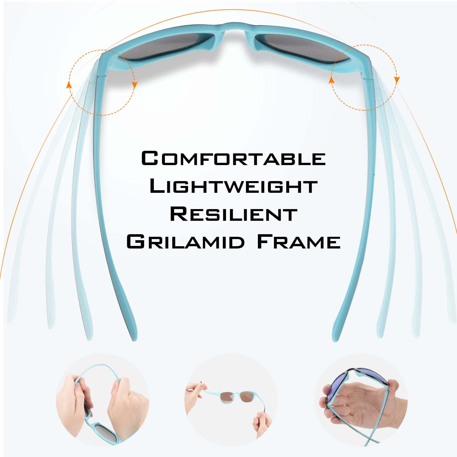 KastKing Tazlina Polarized Sport Sunglasses for Men and Women, Gloss Black Sky blue Frame, Smoke - Blue Ocean Mirror