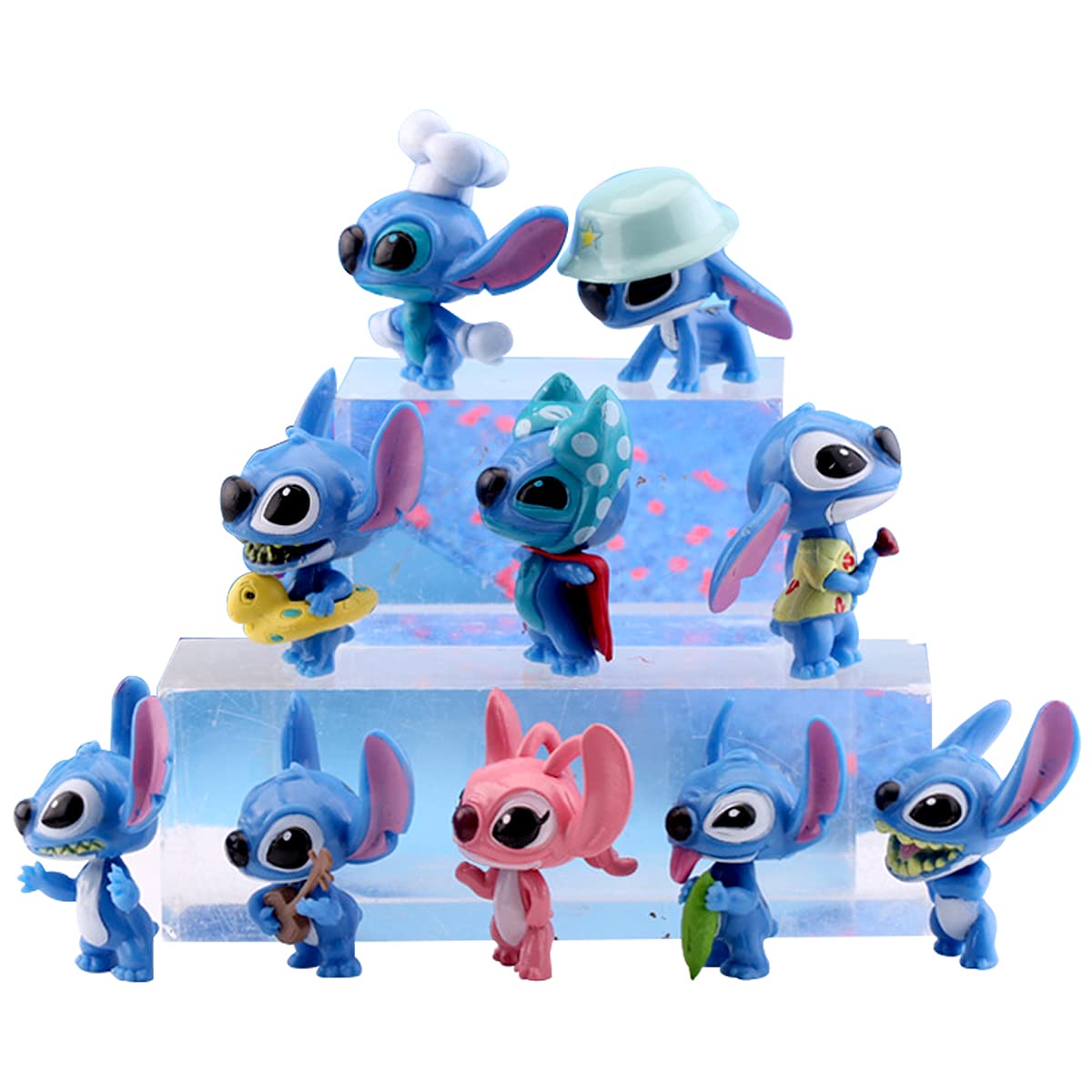 Lilo and Stitch Cake Toppers,Stitch Inspired Cupcake Topper for Children's Birthday Party Cake Decoration(Set of 10)
