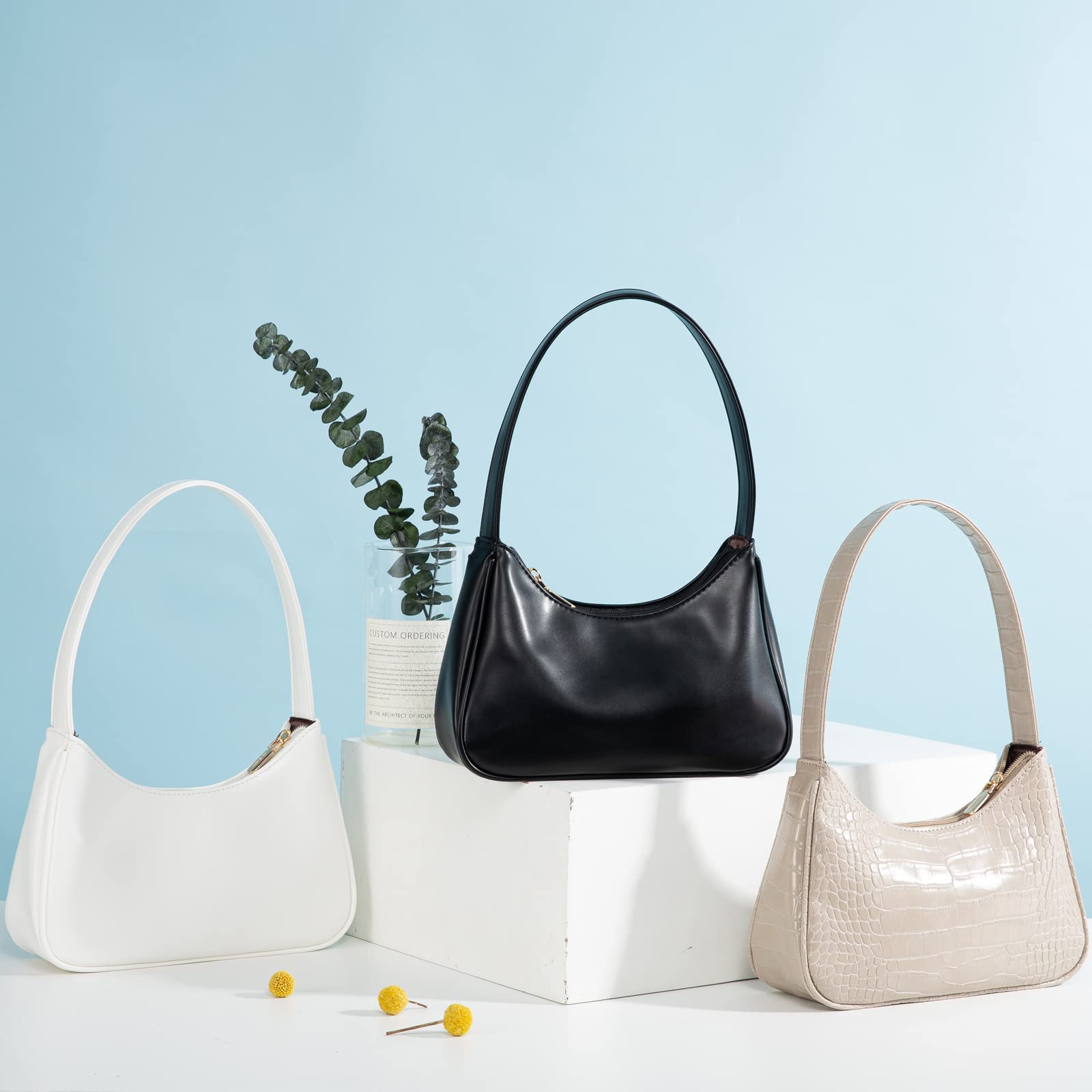LOVEVOOK Small Purses for Women, Retro Classic Black Shoulder Bag Cute Mini Handbag, Vegan Leather Tote Clutch Purse Hand Bags