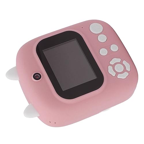 jerss Childrens Digital Camera 6 Filter Effects Face Recognition Auto Print Digital Camera 1080P ABS Home Silicone for Children (Pink)