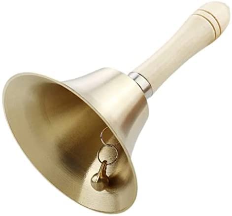 Large Solid Bell Hand Held Service Call Bell Polished Brass Finish Desktop Home Office Hand Held Call Bell